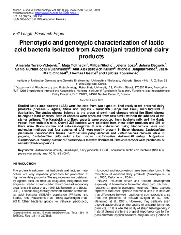 (PDF) Protein Pattern and Plasmid Profile of Lactic Acid Bacteria Isolated from Dahi, A ...
