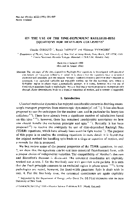 (PDF) Time-Dependent Rayleigh-Ritz for Heavy-Ion Collisions