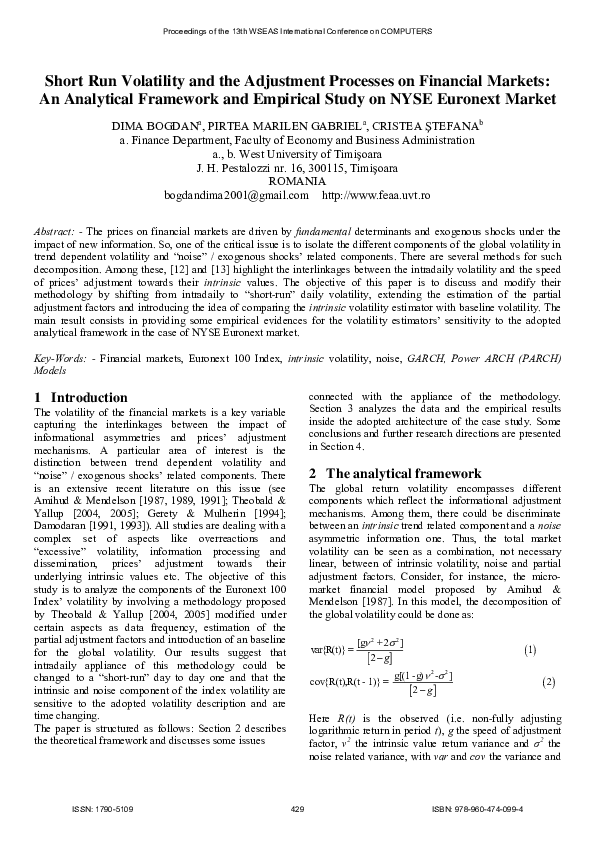 (PDF) Short run volatility and the adjustment processes on financial ...