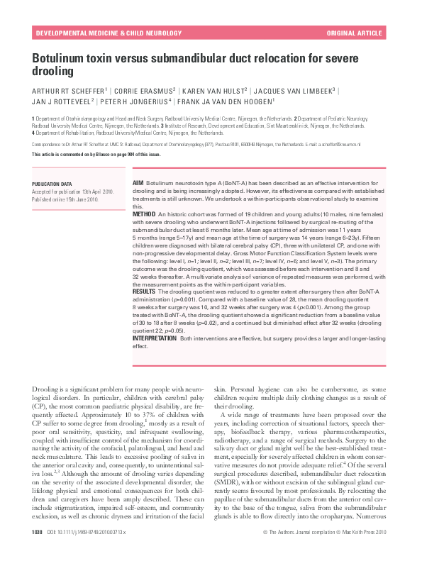 (PDF) Botulinum toxin versus submandibular duct relocation for severe ...
