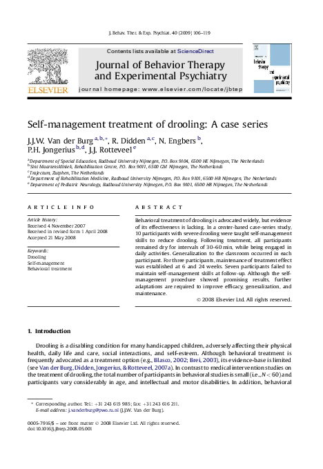 (PDF) Self-management treatment of drooling: A case series