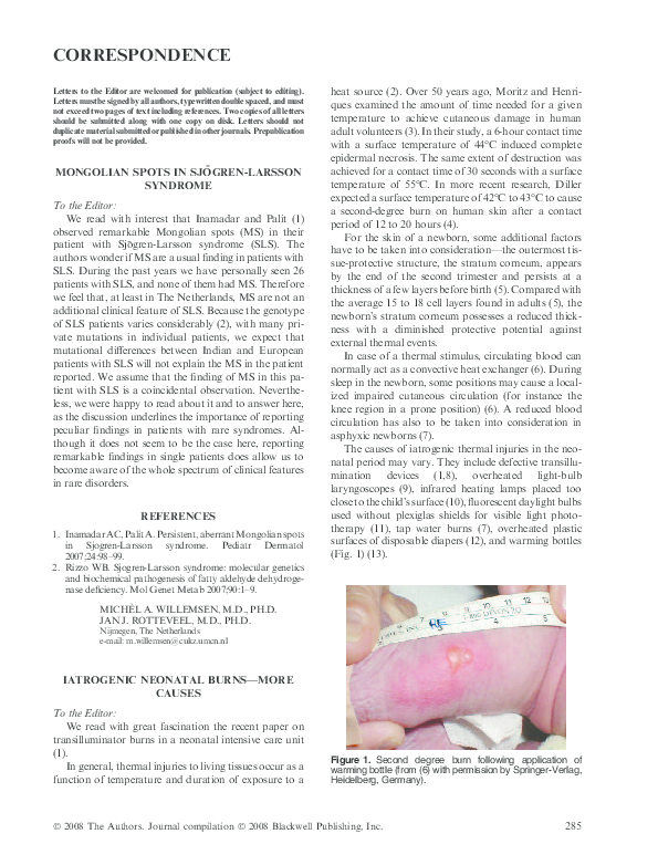 (PDF) Mongolian Spots in Sjögren-Larsson Syndrome