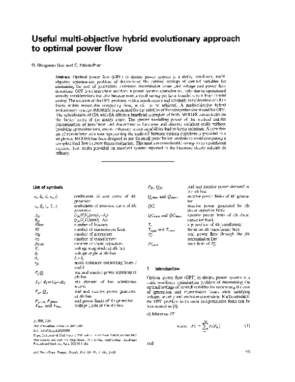 (PDF) Useful multi-objective hybrid evolutionary approach to optimal ...