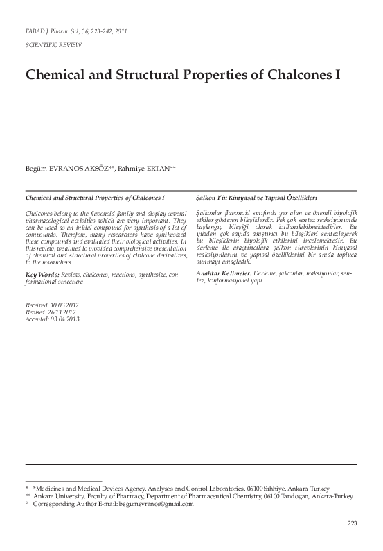 (PDF) Chemical and Structural Properties of Chalcones I