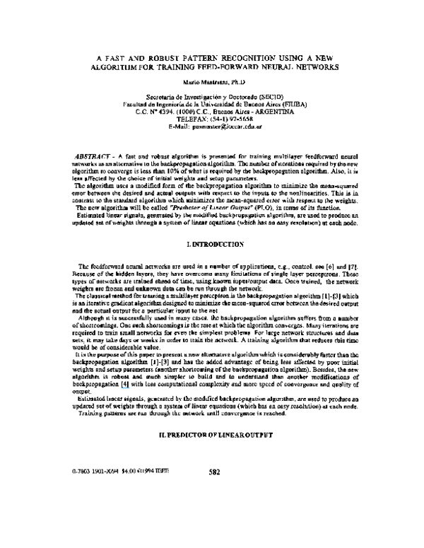 Pdf A Fast And Robust Pattern Recognition Using A New Algorithm For