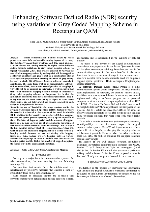 (PDF) Enhancing software defined radio (SDR) security using variations in gray coded mapping ...