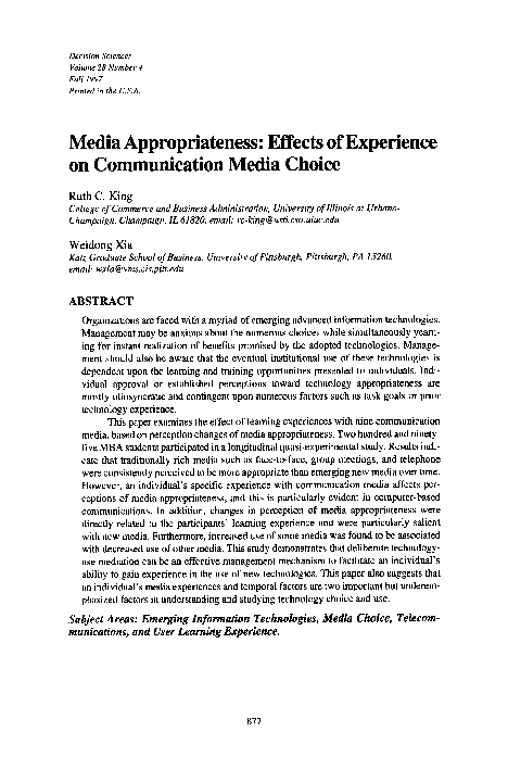 (PDF) Media Appropriateness: Effects of Experience on Communication ...