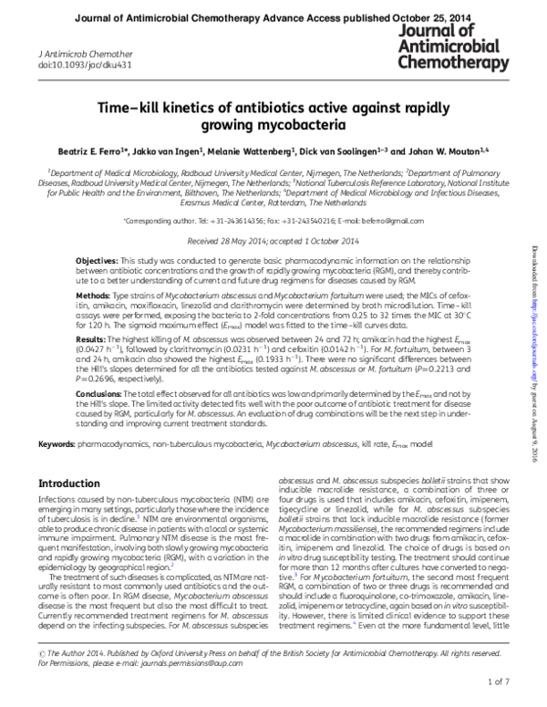 (PDF) Time-kill kinetics of antibiotics active against rapidly growing ...