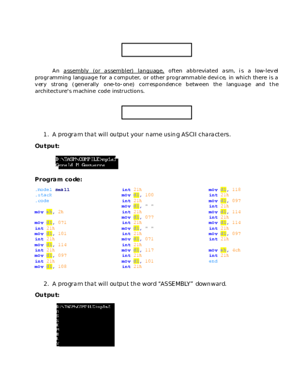 (DOC) Assembly Language