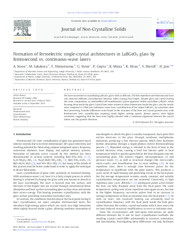 (PDF) Formation of ferroelectric single-crystal architectures in LaBGeO ...