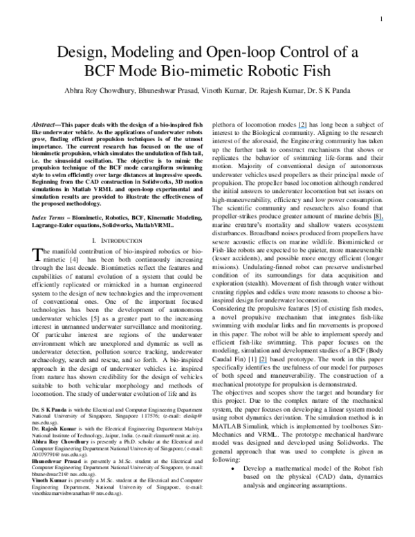 (PDF) Design, modeling and open-loop control of a BCF mode bio-mimetic ...