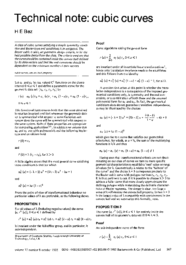 (PDF) Technical note: cubic curves
