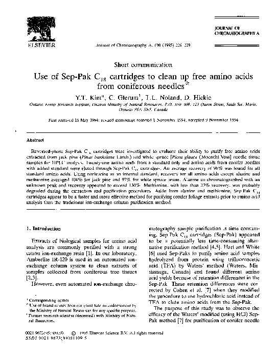 (PDF) Use of Sep-Pak C18 cartridges to clean up free amino acids from ...