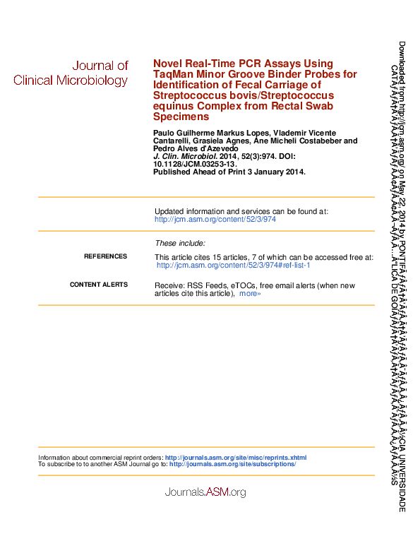 (PDF) Novel Real-Time PCR Assays Using TaqMan Minor Groove Binder ...
