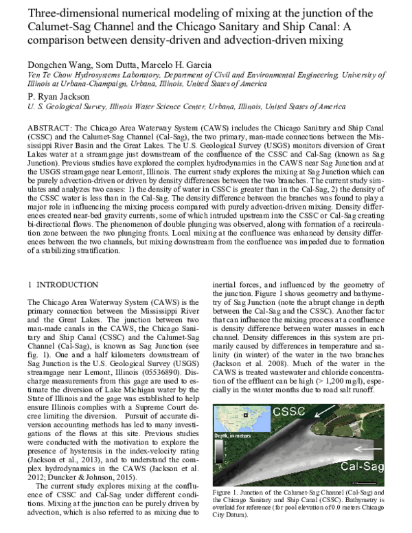 (PDF) Three-dimensional numerical modeling of mixing at the junction of the Calumet-Sag Channel ...