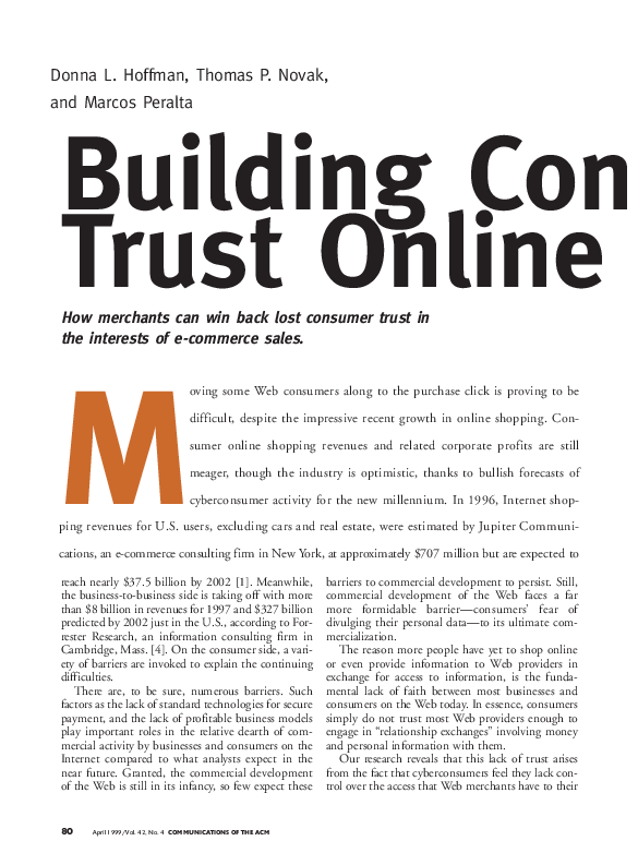 (PDF) Building consumer trust online