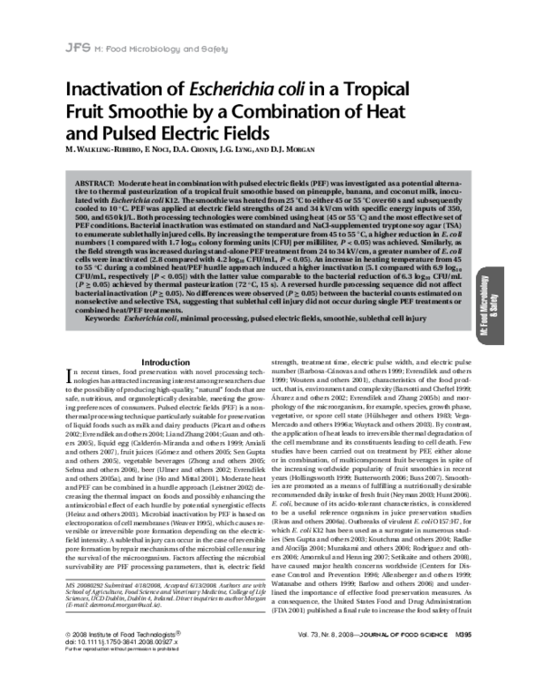 (PDF) Inactivation of Escherichia coli in a Tropical Fruit Smoothie by ...