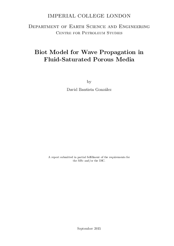 (PDF) Biot Model for Wave Propagation in Fluid-Saturated Porous Media