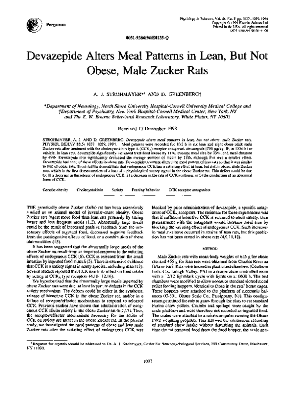 (PDF) Devazepide alters meal patterns in lean, but not obese, male ...