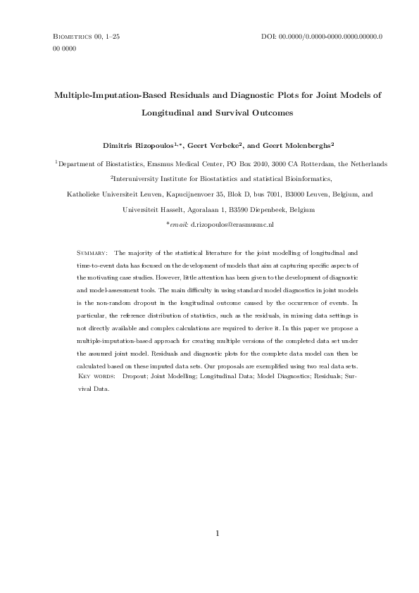 (PDF) Multiple-Imputation-Based Residuals and Diagnostic Plots for Joint Models of Longitudinal ...