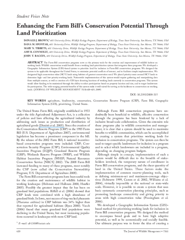 Enhancing the Farm Bill's Conservation Potential Through Land ...