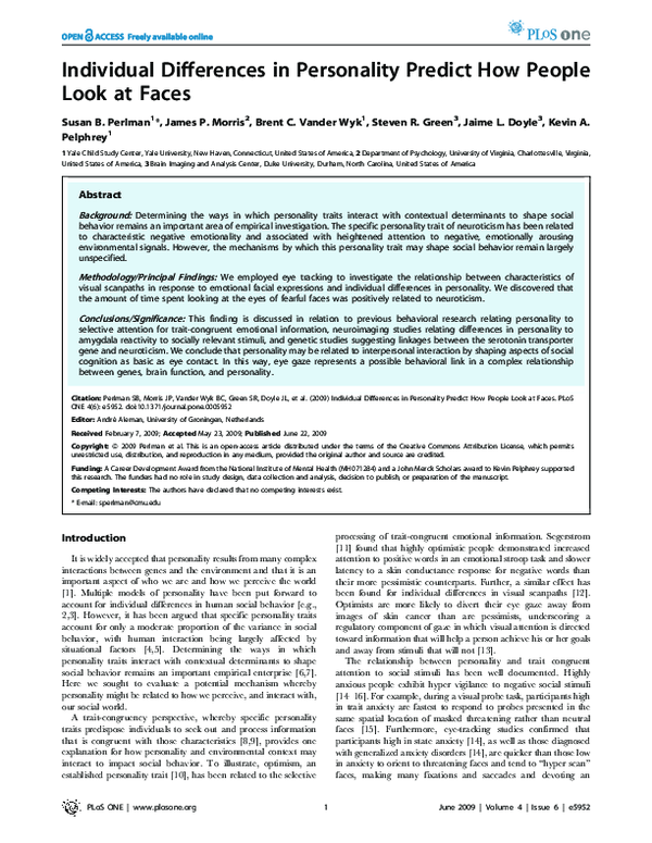 (PDF) Individual Differences in Personality Predict How People Look at ...