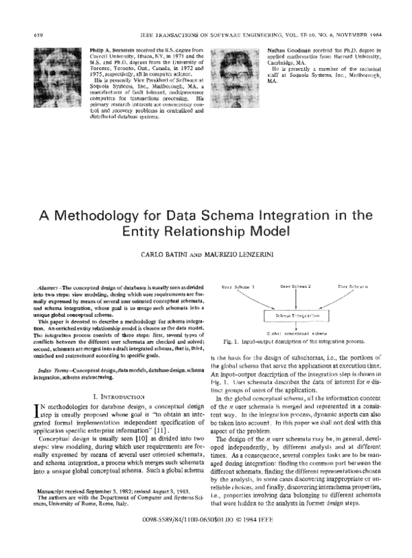 (PDF) A Methodology for Data Schema Integration in the Entity-Relationship Model