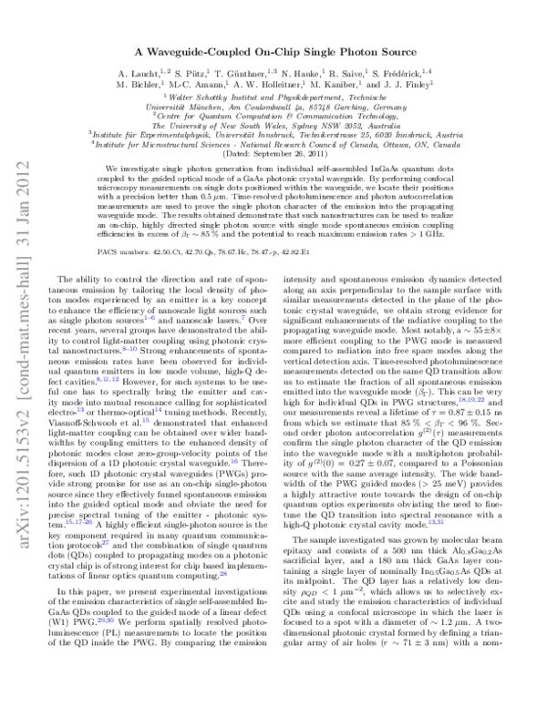 (PDF) A Waveguide-Coupled On-Chip Single-Photon Source