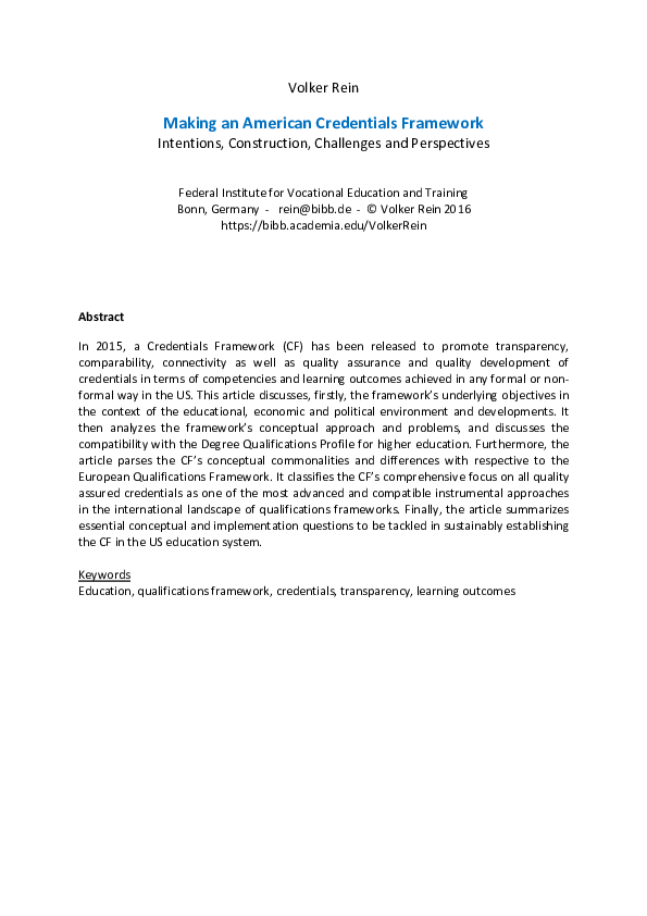 (PDF) Making an American Credentials Framework