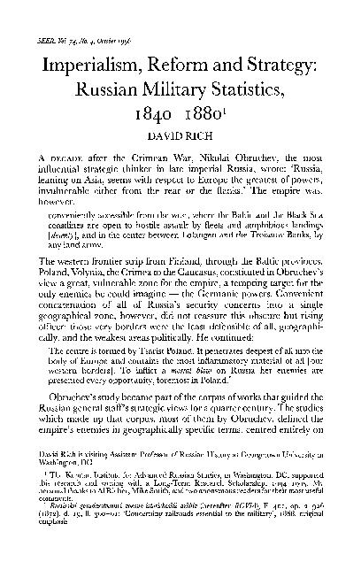(PDF) " Imperialism, Reform, and Strategy: Russian Military Statistics ...