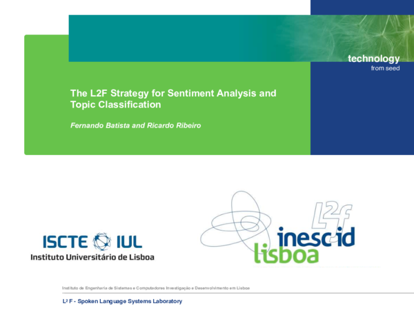 (PDF) The L2F Strategy for Sentiment Analysis and Topic Classification