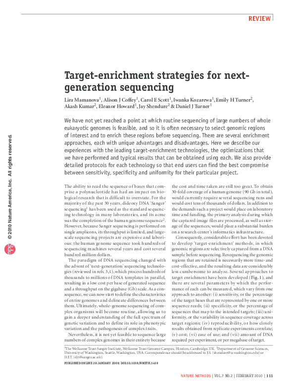 (PDF) Target-enrichment strategies for next-generation sequencing