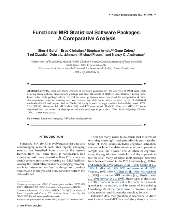 (PDF) Functional MRI statistical software packages: A comparative analysis