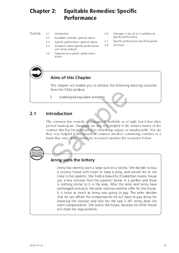 (PDF) Chapter 2: Equitable Remedies: Specific Performance