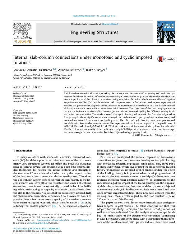 (PDF) Internal slab-column connections under monotonic and cyclic ...