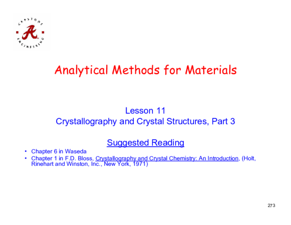 Analytical Methods for Materials Analytical Methods for Materials