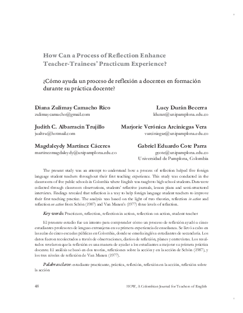 (PDF) How Can a Process of Reflection Enhance Teacher-Trainees’ Practicum Experience?