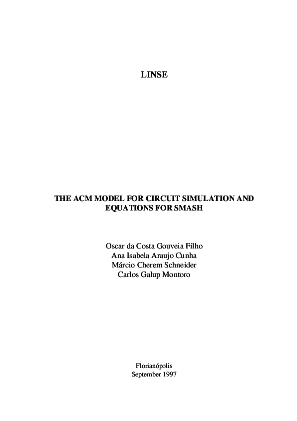 (PDF) THE ACM MODEL FOR CIRCUIT SIMULATION AND EQUATIONS FOR SMASH