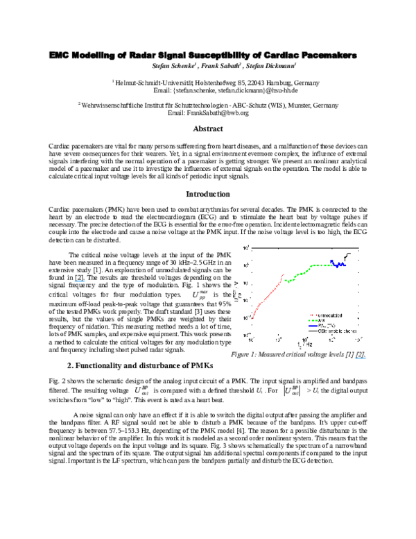 (PDF) EMC Modelling of Radar Signal Susceptibility of Cardiac Pacemakers