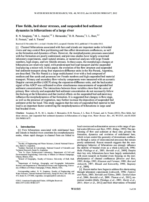 (PDF) Morphology and flow structures in a large confluence-diffluence