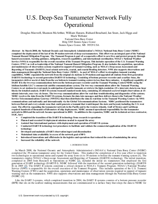(PDF) U.S. deep-sea tsunameter network fully operational
