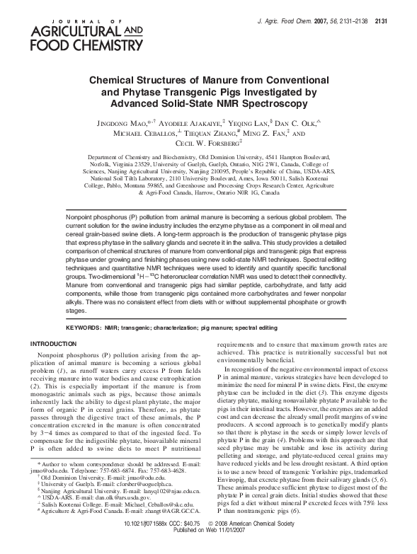 (PDF) Chemical structures of manure from conventional and phytase ...
