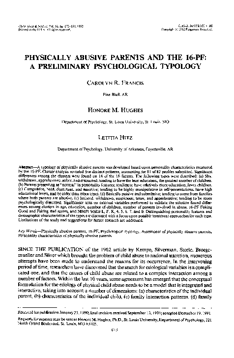 (PDF) Physically abusive parents and the 16-PF: A preliminary ...