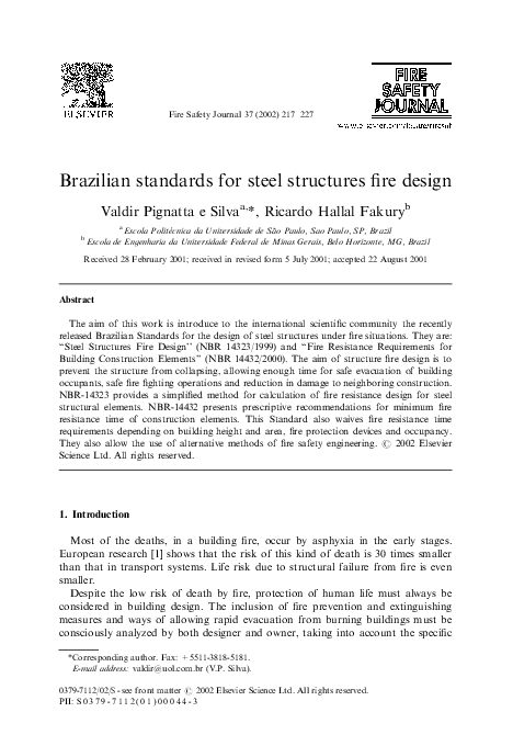 (PDF) Brazilian standards for steel structures fire design