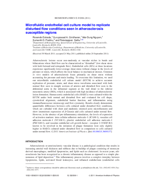 (PDF) Microfluidic endothelial cell culture model to replicate ...