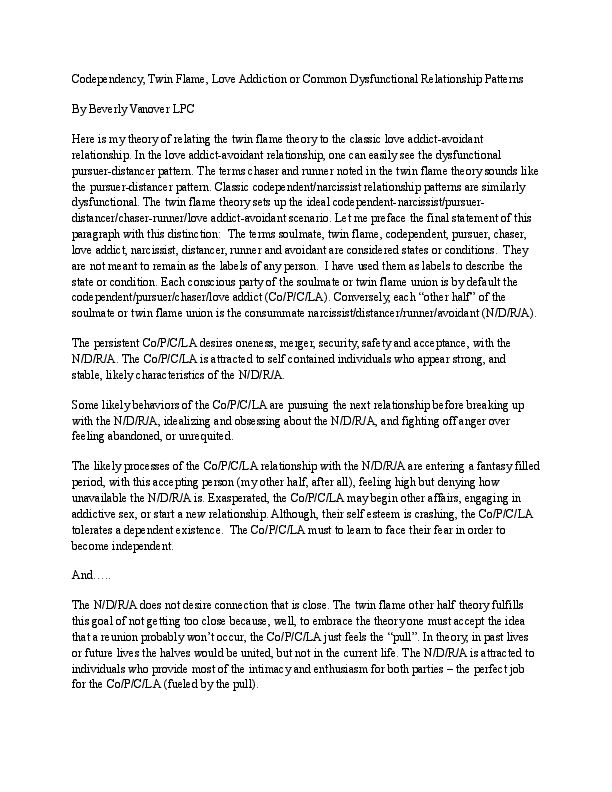 (DOC) Codependency, Twin Flame, Love Addiction or Common Dysfunctional ...