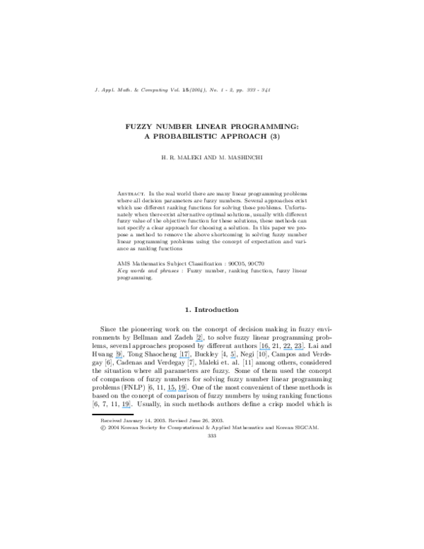 (PDF) Fuzzy Number Linear Programming: A Probabilistic Approach ...