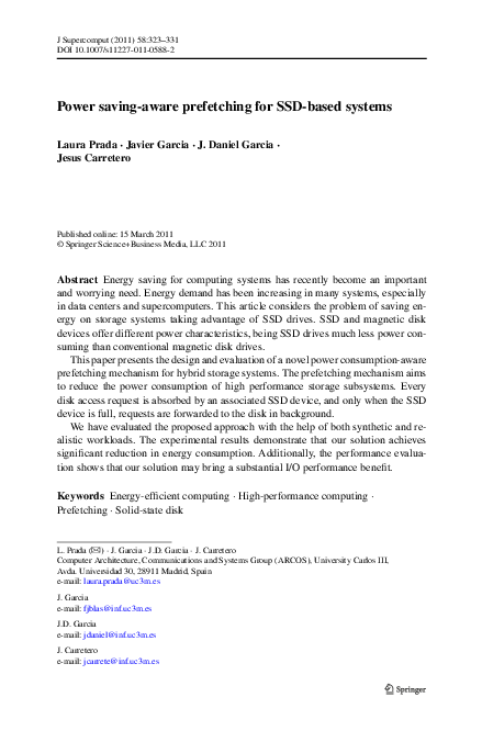 (PDF) Power saving-aware prefetching for SSD-based systems