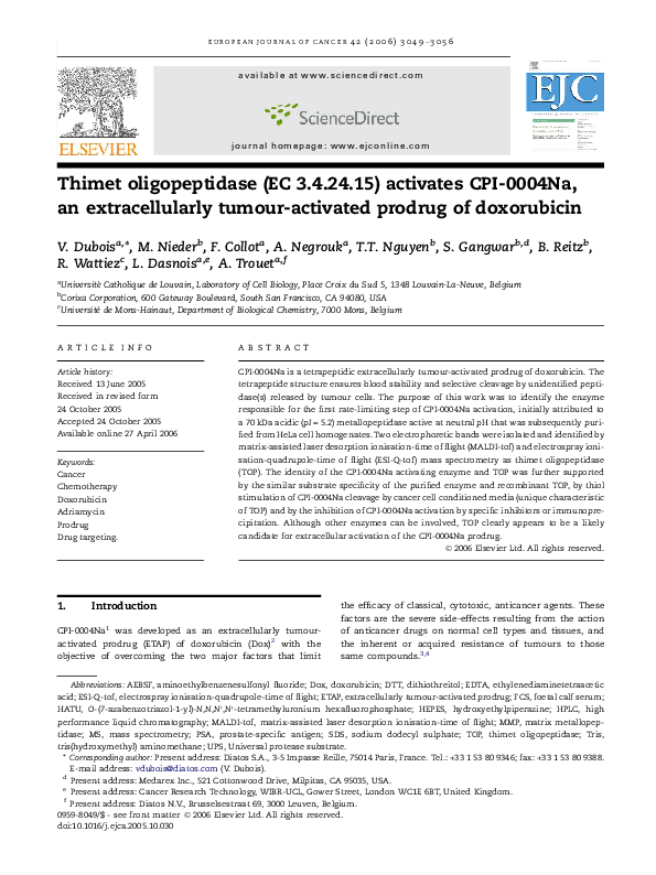 (PDF) Thimet oligopeptidase (EC 3.4.24.15) activates CPI0004Na, an ...