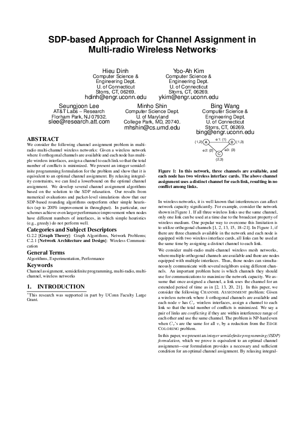 (PDF) SDP-based Approach for Channel Assignment in Multi-radio Wireless Networks